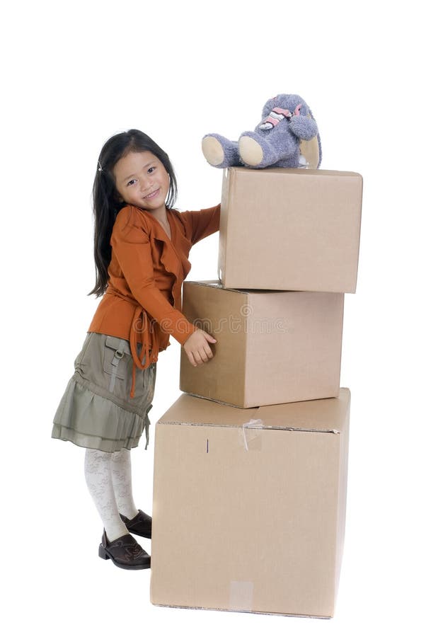 Boy with Young Man on Moving Day Stock Photo - Image of moving ...