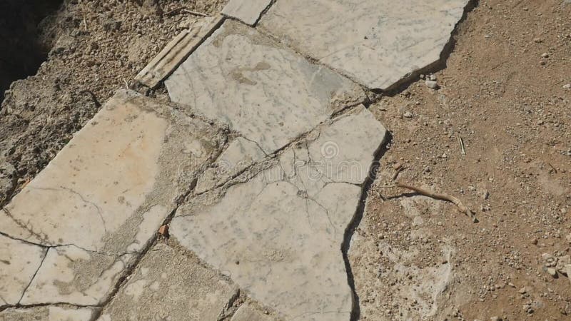 Moving on the Ancient Marble Path Stock Video - Video of column, perge ...