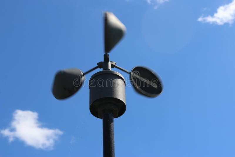 Moving anemometer on pole stock photo. Image of indicator - 142971024