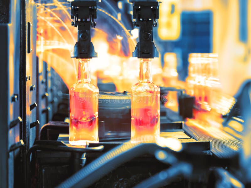 Moving Assembly Line for Production of Glass Stock Image - Image of ...