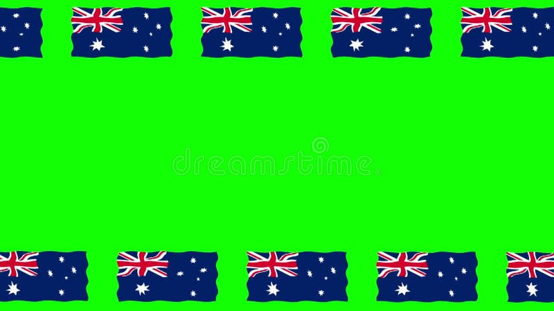 Moving Australia Flags Decorative Frame on Green Screen Background ...
