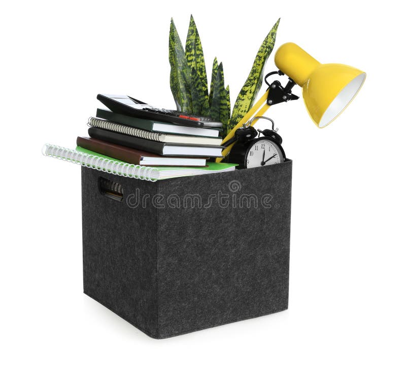 Moving Box with Stuff on White. Work Promotion Concept Stock Photo ...