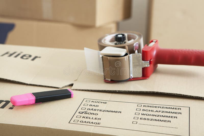 Moving box with tape stock photo. Image of sold, house - 63290664