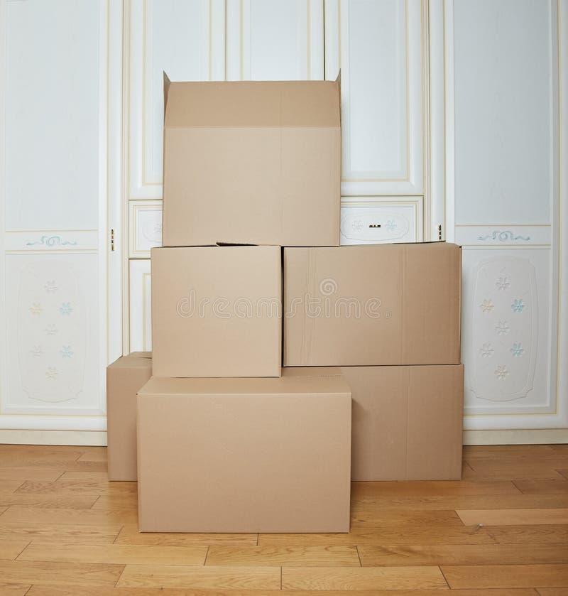 Moving Boxes. Cardboard Box Stock Image - Image of house, container ...