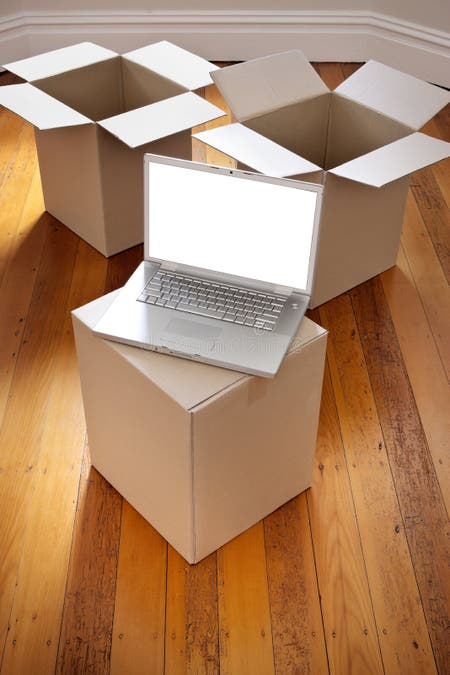 Moving Boxes Computer Removal Stock Photo - Image of moving, relocate ...