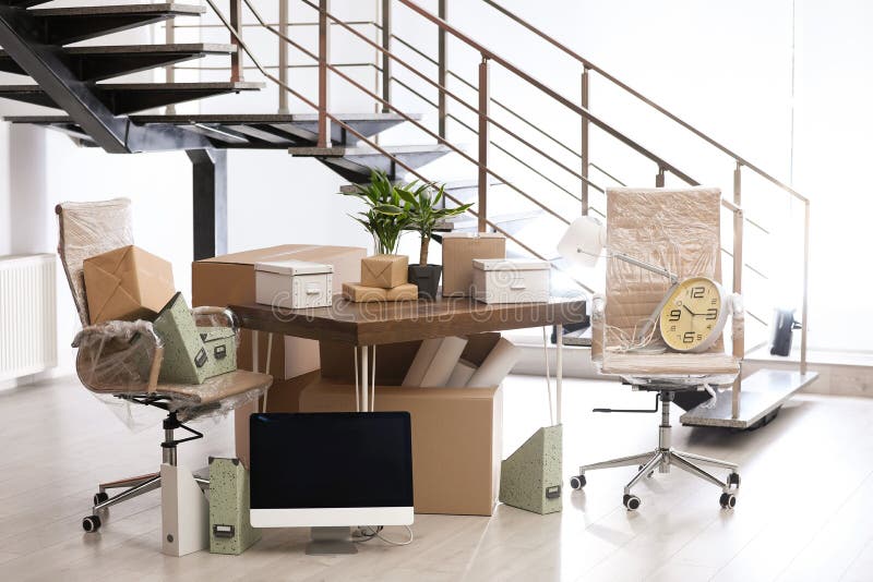 Moving boxes and furniture stock image. Image of corporate - 142365831