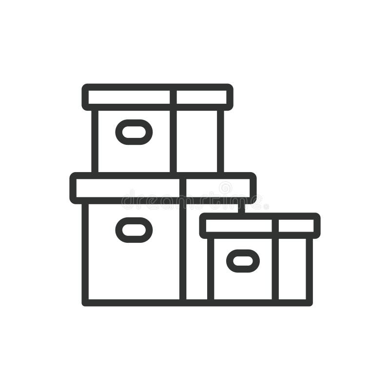 Moving Boxes, Icon in Line Design. Moving Boxes, Cardboard, Relocation ...
