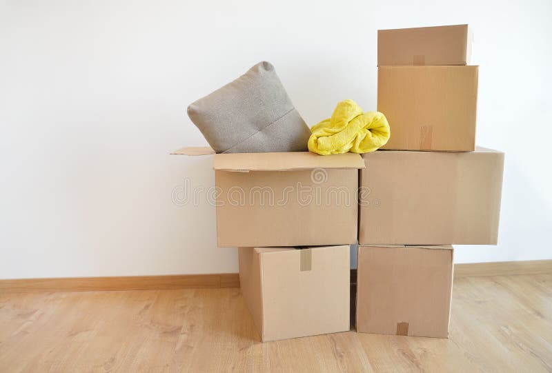 Moving Boxes Ready for Thel Move Stock Image - Image of flat, home ...