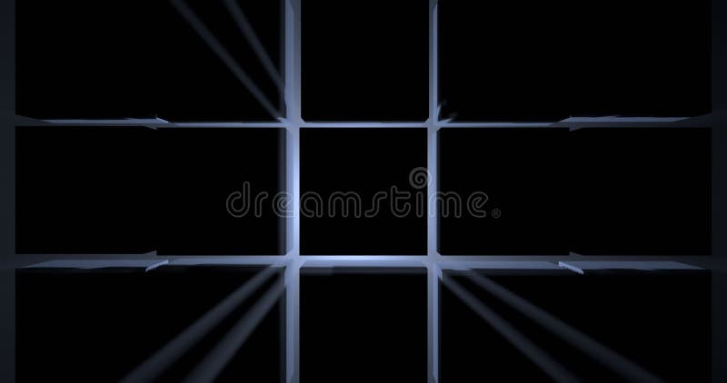 Moving Bright Spotlight Shooting Rays between Cubes in Space Stock ...