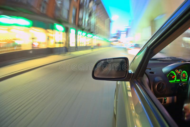 Moving Car stock photo. Image of destination, glow, city - 8934356
