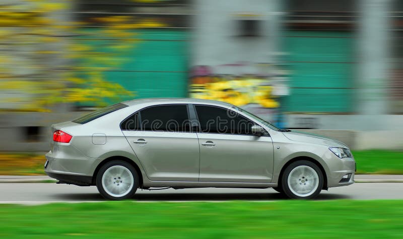 Moving car stock photo. Image of green, road, fast, gasoline - 45493976