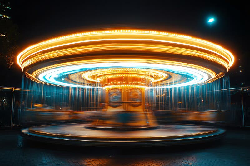 Moving Carousel at Night, AI Generated Stock Image - Image of moving ...