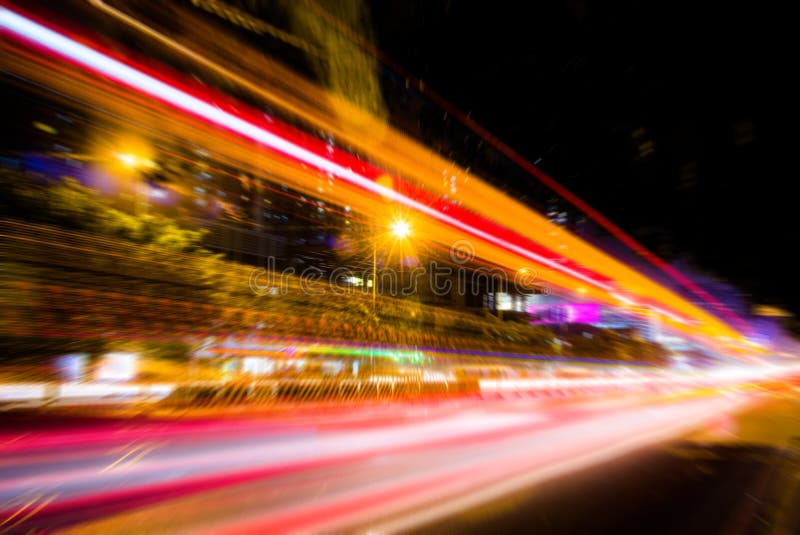 Moving Cars with Fast Blurred Trail of Headlights Stock Image - Image ...