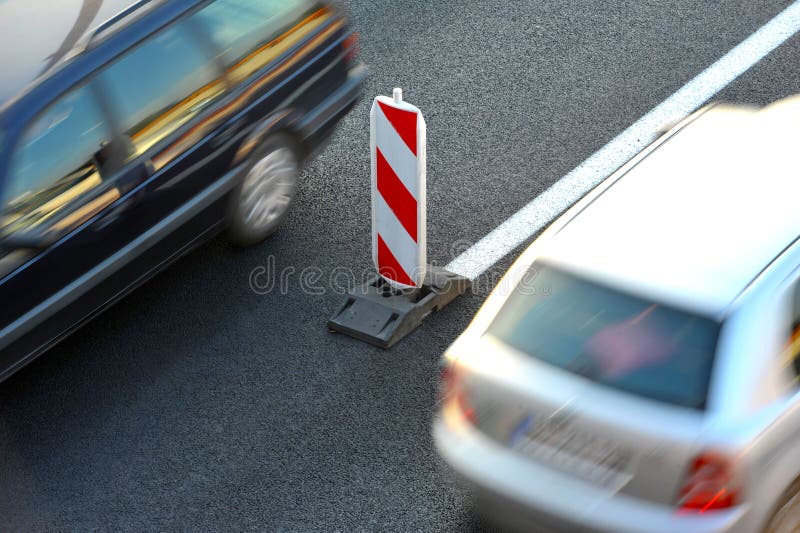 Moving Cars Passing Road Sign Stock Image - Image of exterior, danger ...