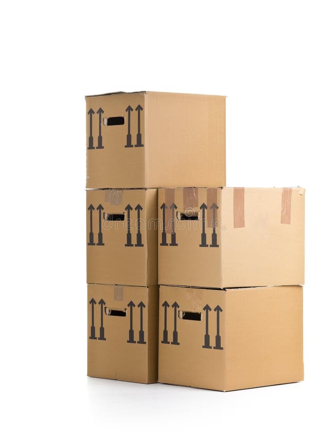 Stacked Moving Boxes and Cases Stock Image - Image of front, pack: 27718121