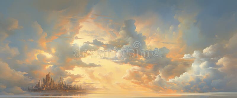 Moving clouds stock illustration. Illustration of lake - 298475027