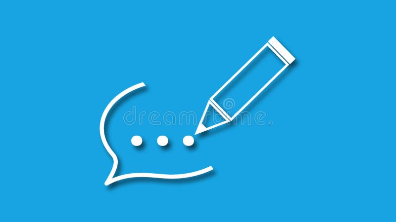 Moving Comment Icon with Shadow Effect Isolated on Blue Screen. Stock ...