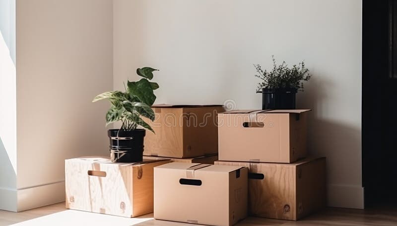 Moving Concept, a Lot of Cardboard Boxes with Packed Things and a ...