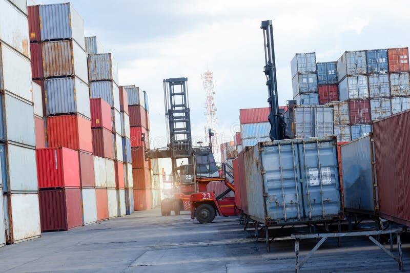 Moving Containers at the Shipyard Stock Photo - Image of terminal ...