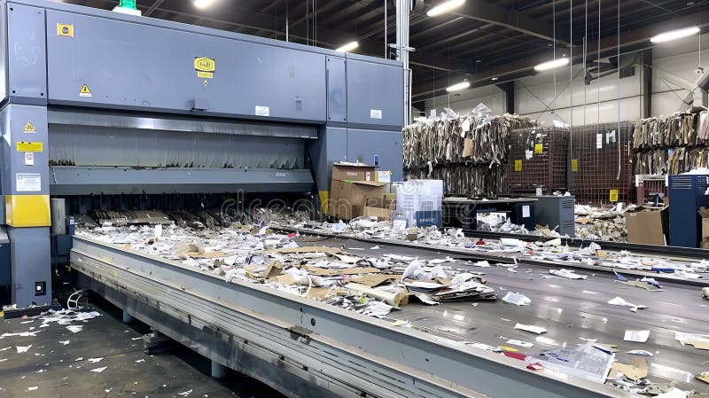 Moving Conveyor Transporter on Modern Waste Recycling Processing Plant ...