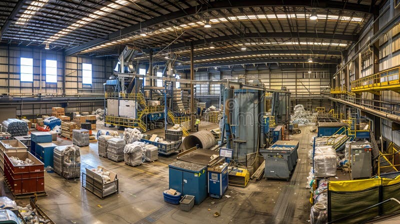 Moving Conveyor Transporter on Modern Waste Recycling Processing Plant ...