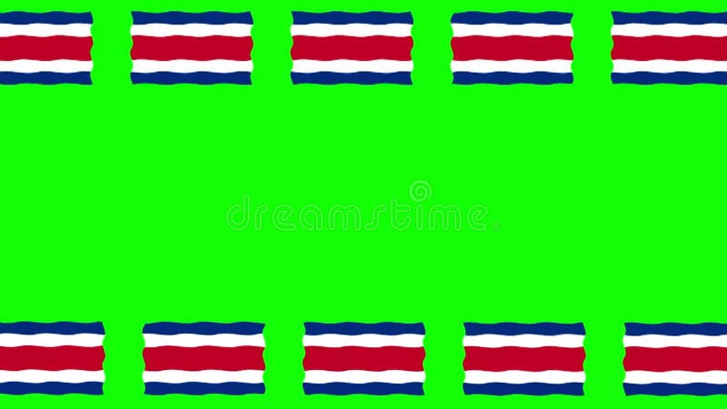 Moving Costa Rica Flags Decorative Frame on Green Screen Background ...