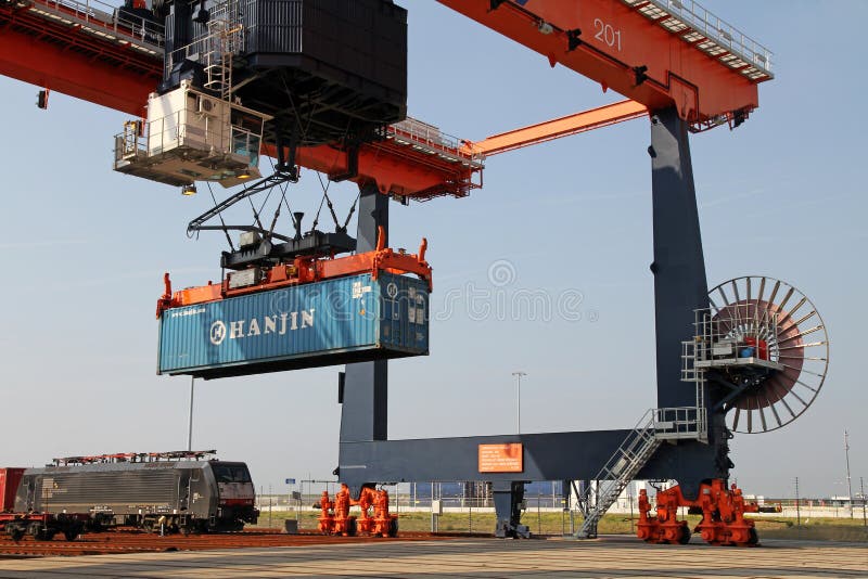 Moving Crane with Container Editorial Image - Image of transport ...