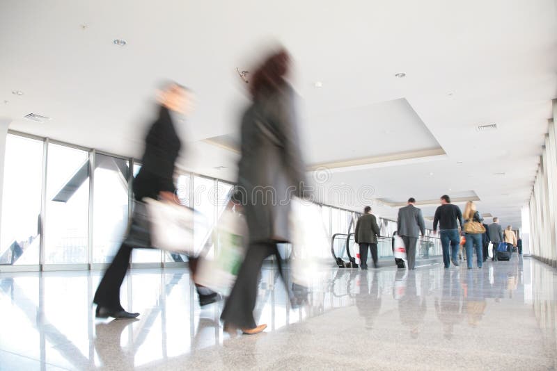 Moving crowd in corridor stock image. Image of inside - 2369047