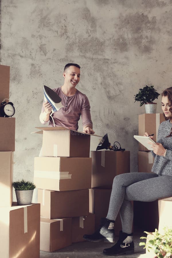 Moving stock photo. Image of girl, packing, boxes, moving - 69389948