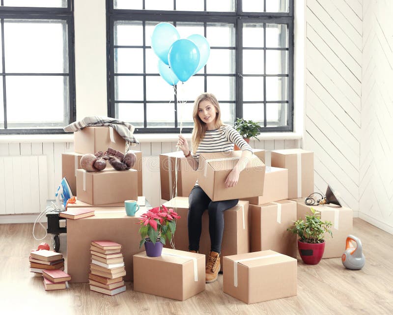 Moving stock photo. Image of girl, packing, boxes, moving - 69389948