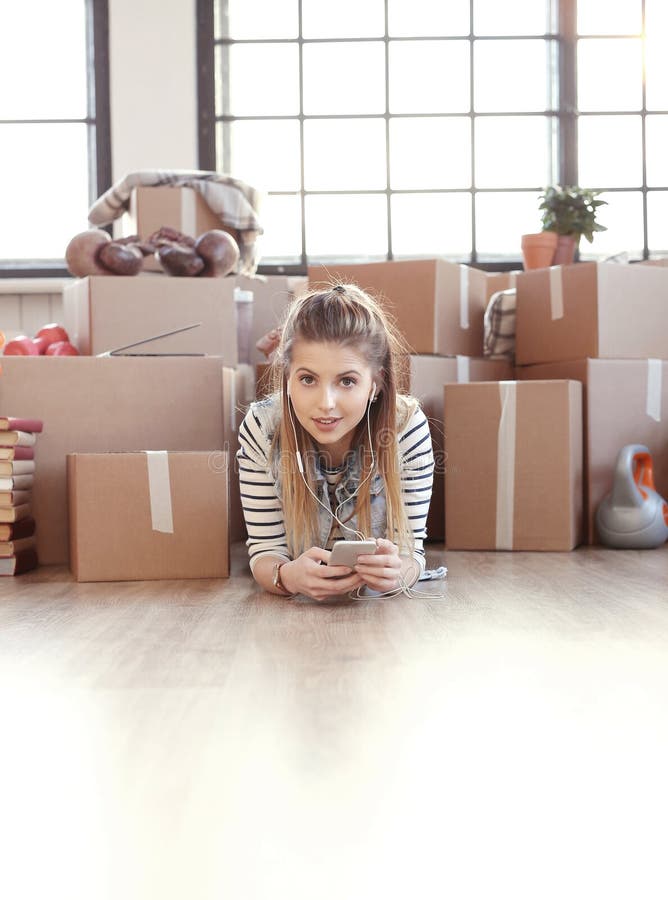 Moving stock photo. Image of girl, packing, boxes, moving - 69389948