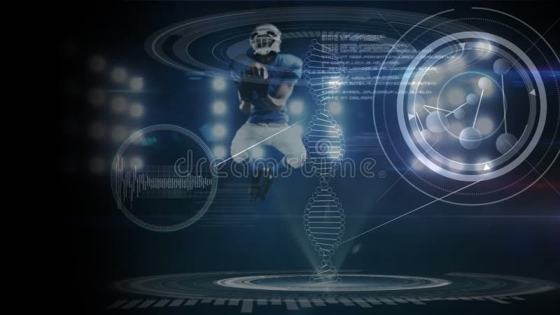 Moving 3D DNA with Football Player Catching Ball Stock Video - Video of ...