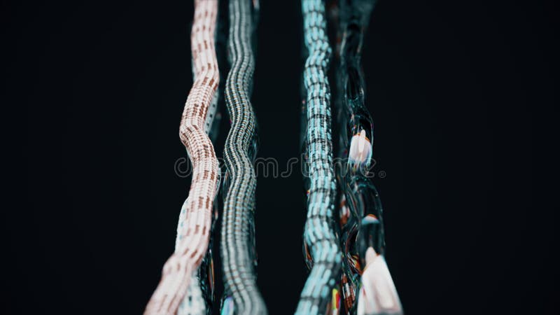 Moving Data Cables. Transparent Wire with Liquid Inside. Stretch and ...