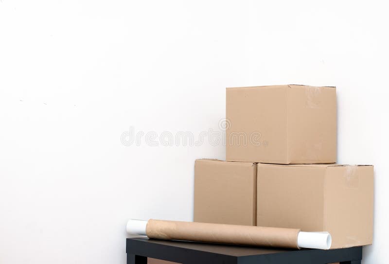 Moving Day - Cardboard Boxes in Room Stock Photo - Image of brown ...
