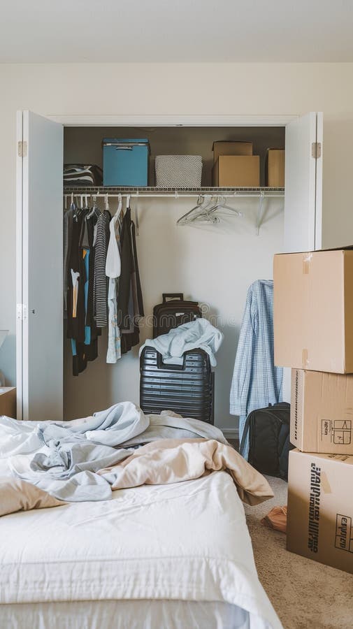 Moving Day Chaos in a Cluttered Bedroom Stock Image - Image of moving ...