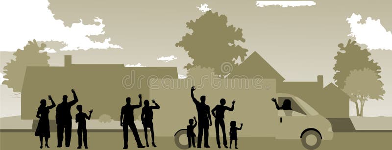 Moving Day with Neighbors Waving Stock Vector - Illustration of ...