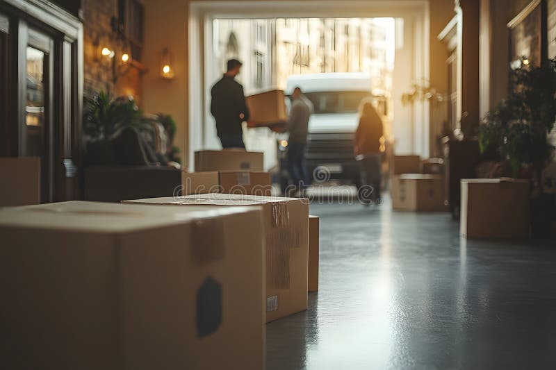Moving Day: People Unpacking Boxes in a New Home Stock Photo - Image of ...