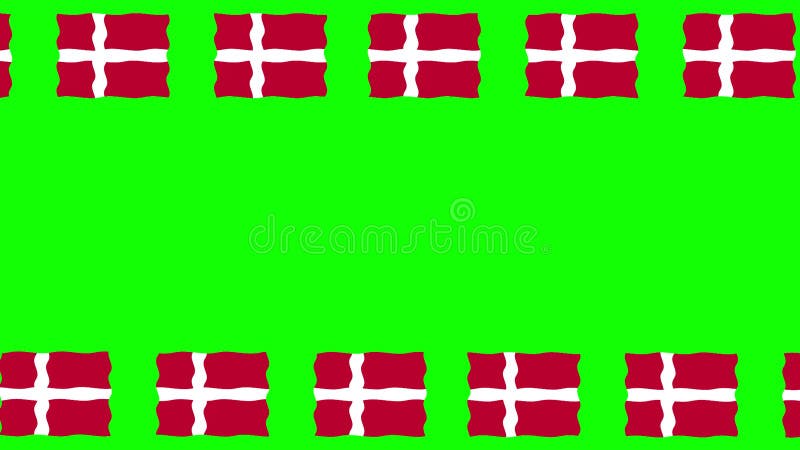 Moving Denmark Flags Decorative Frame on Green Screen Background Stock ...