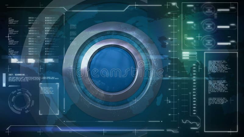 Moving Digital Dashboard with Earth Map in Background Stock Video ...