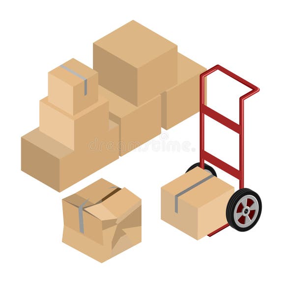 Moving Dolly and Boxes Vector Stock Vector - Illustration of delivery ...