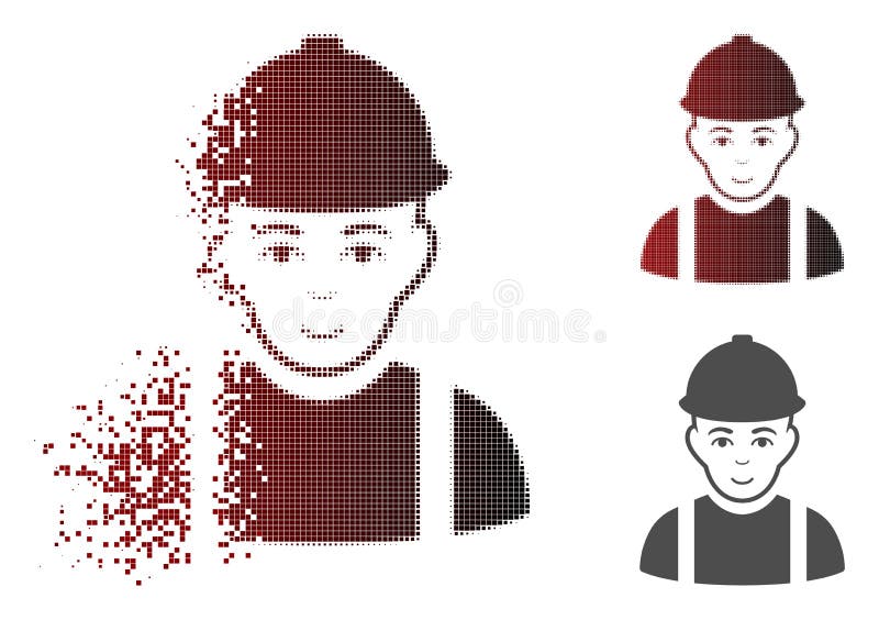 Moving Dot Halftone Worker Icon with Face Stock Vector - Illustration ...