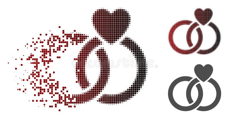 Moving Dotted Halftone Wedding Rings Icon Stock Vector - Illustration ...