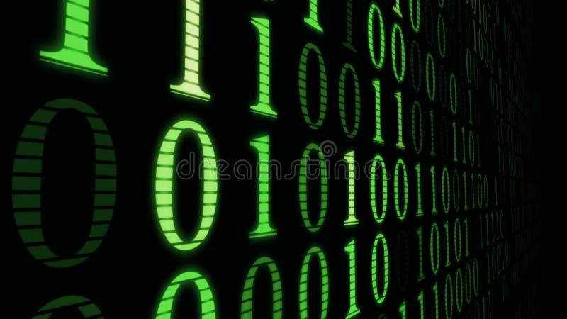 Green Wall of Numbers Matrix Machine Code Blinking Computer Process ...