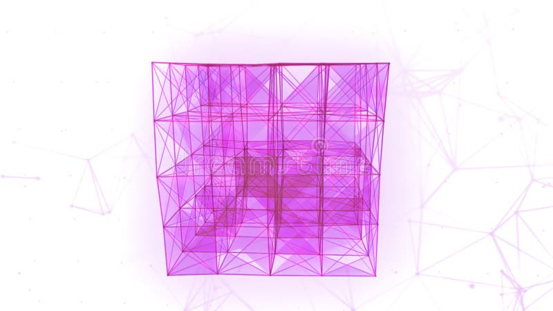 Moving Edges in Cube 3d Design. Motion. Cubic Structure with Triangular ...
