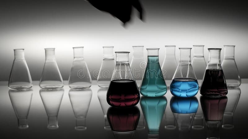 Moving Erlenmeyer Flask Filled with Different Liquid Stock Video ...