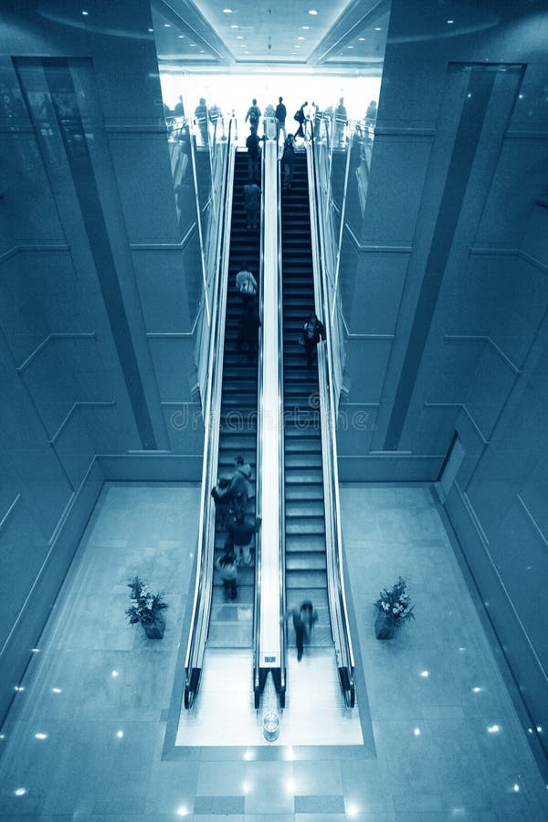 Moving escalator stock image. Image of entry, office, light - 7508783