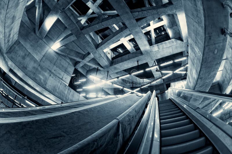 Moving Escalator in the Business Center Stock Photo - Image of handrail ...