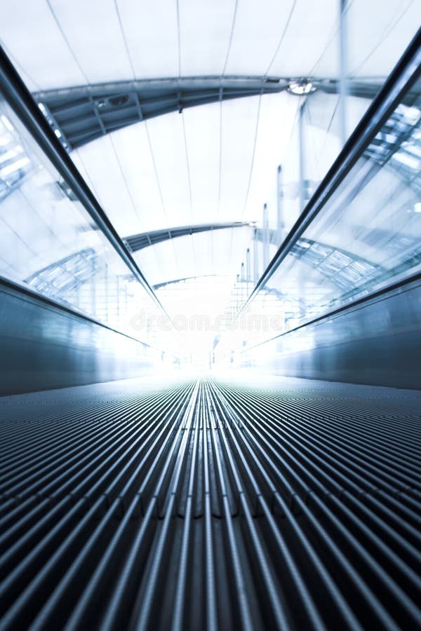 Moving Escalator in the Office Hall Stock Image - Image of inside ...
