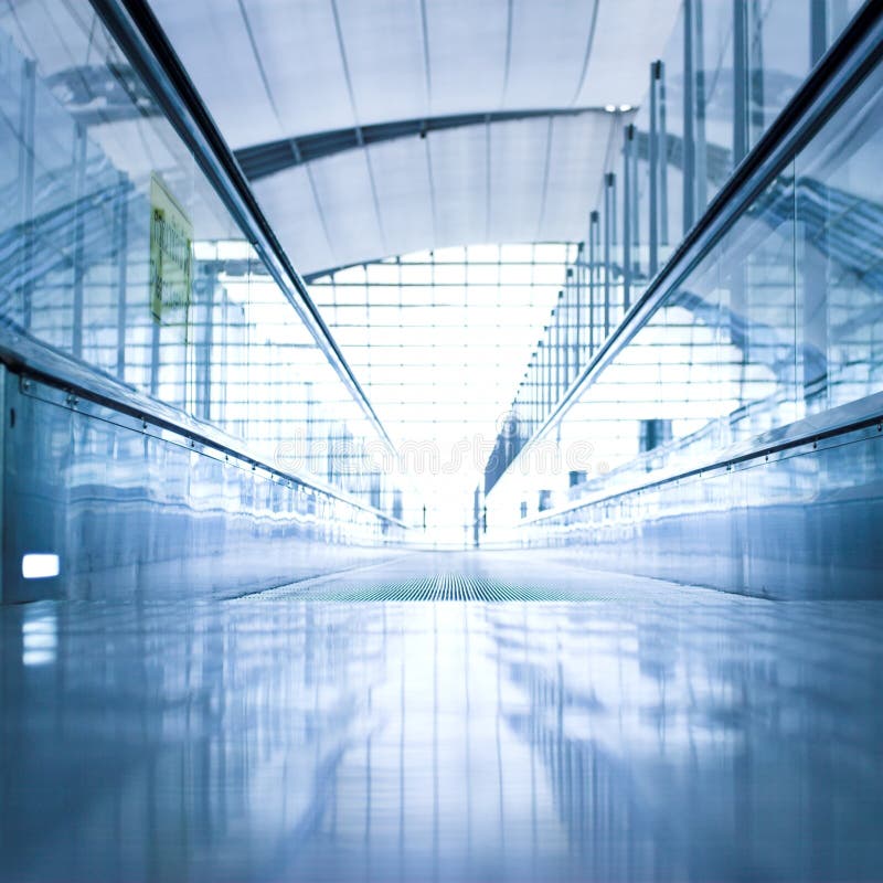 Moving Escalator in the Office Hall Stock Image - Image of building ...