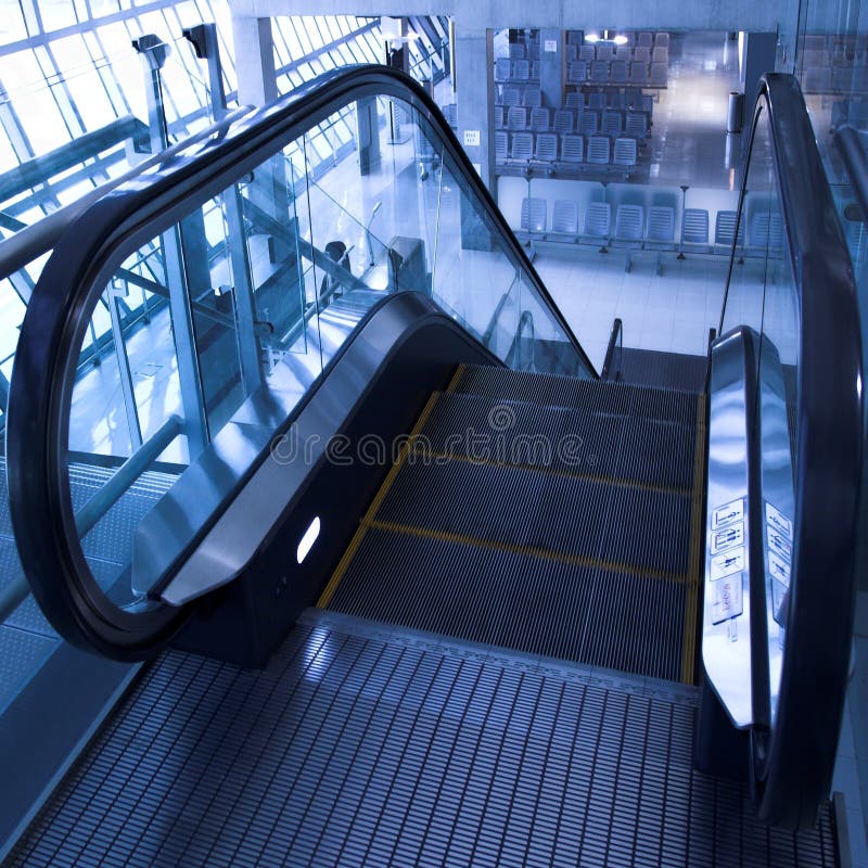 Moving Escalator in the Office Hall Stock Image - Image of building ...